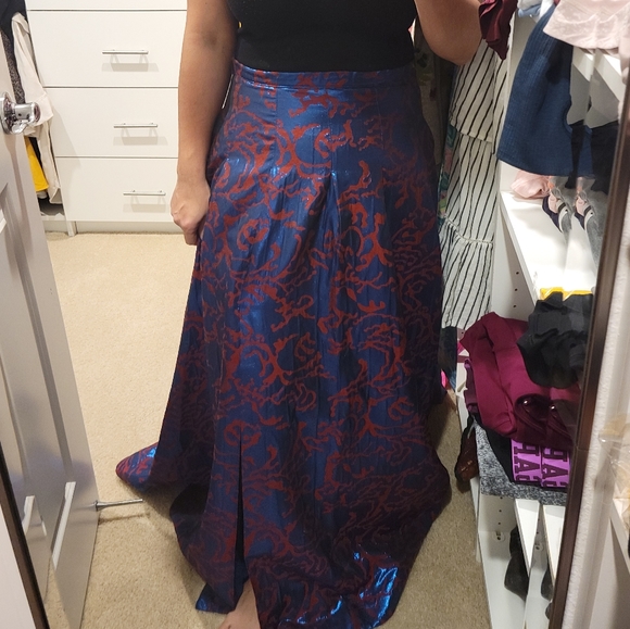 Anthropologie | Skirts | Maeve Anthropologie Pleated Blue Motif Shimmer ...